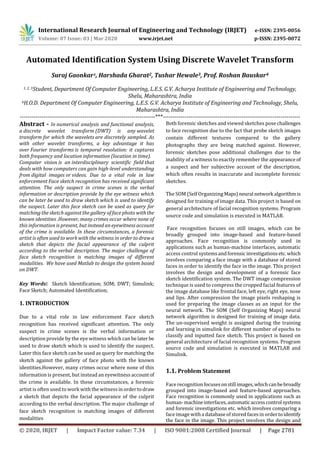IRJET - Automated Identification System using Discrete Wavelet Transform | PDF