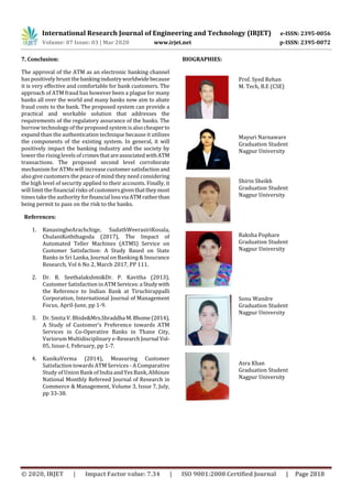 IRJET - Anti-Fraud ATM Security System | PDF