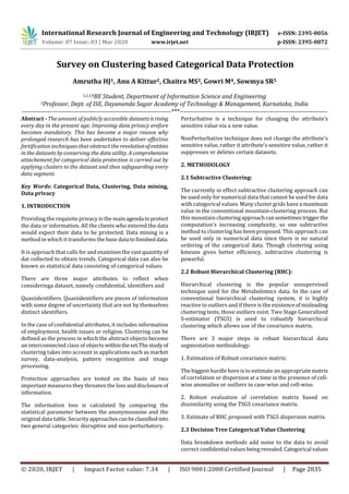 IRJET - Survey on Clustering based Categorical Data Protection | PDF