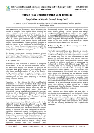 IRJET - Human Pose Detection using Deep Learning | PDF