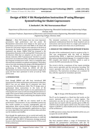 IRJET - Design of RISC-V Bit Manipulation Instruction IP using Bluespec Systemverilog for Shakti ...