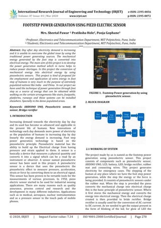 IRJET - Footstep Power Generation using Piezo Electric Sensor | PDF