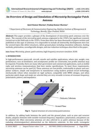 IRJET - An Overview of Design and Simulation of Microstrip Rectangular Patch Antenna | PDF
