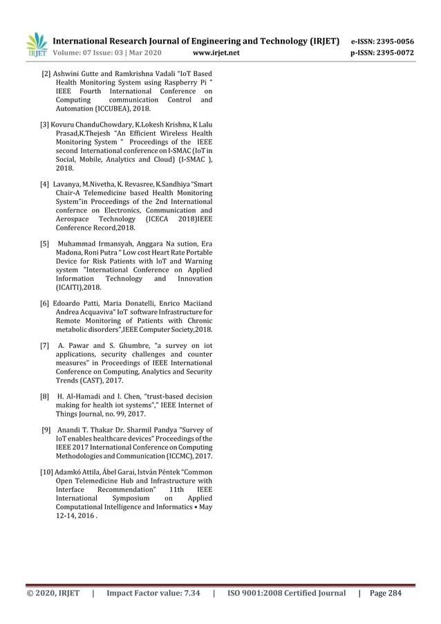 IRJET - IoT based Health Monitoring System and Telemedicine | PDF ...