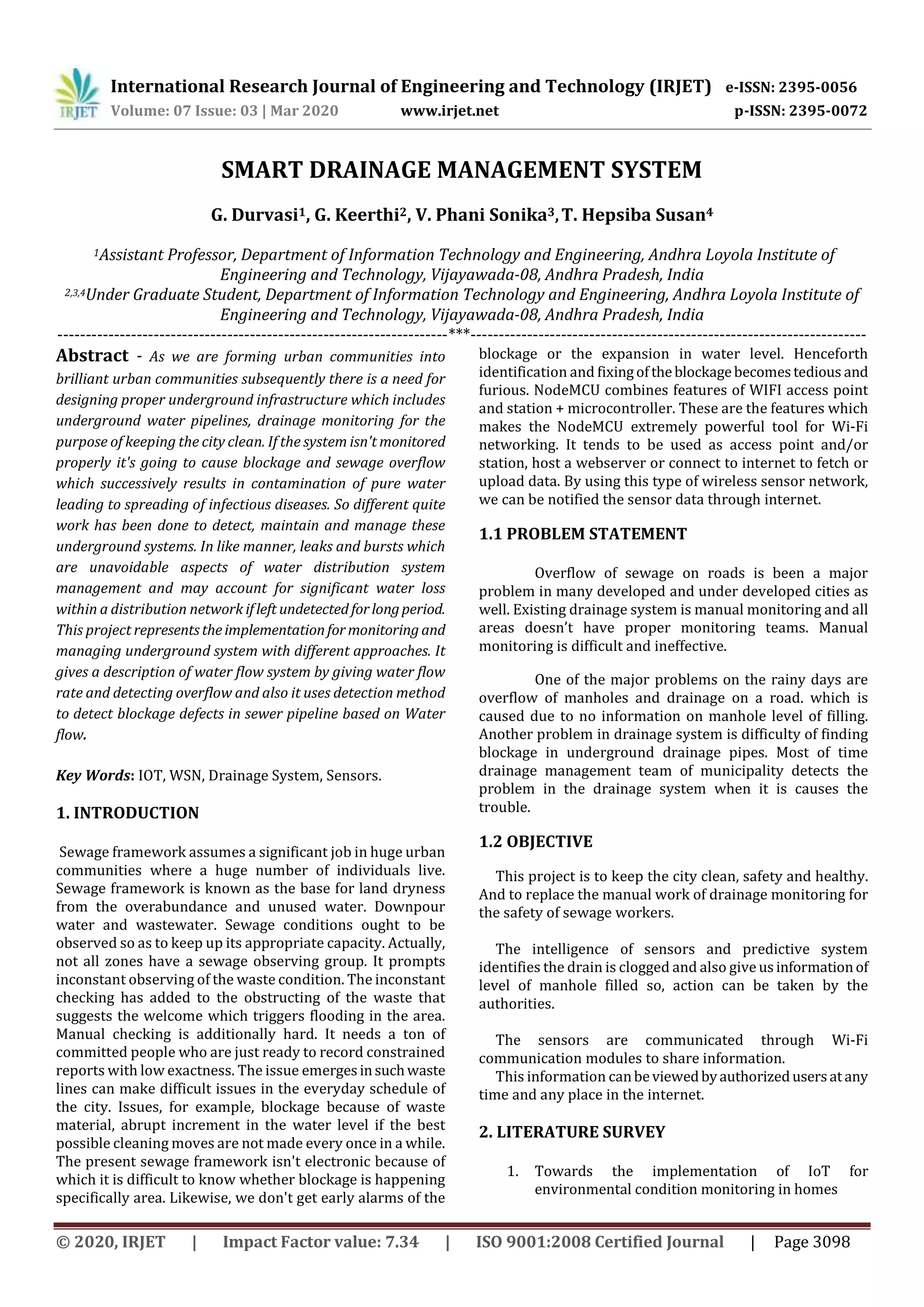 IRJET - Smart Drainage Management System | PDF