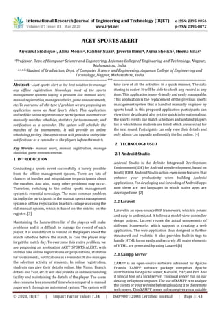 IRJET - Acet Sports Alert | PDF