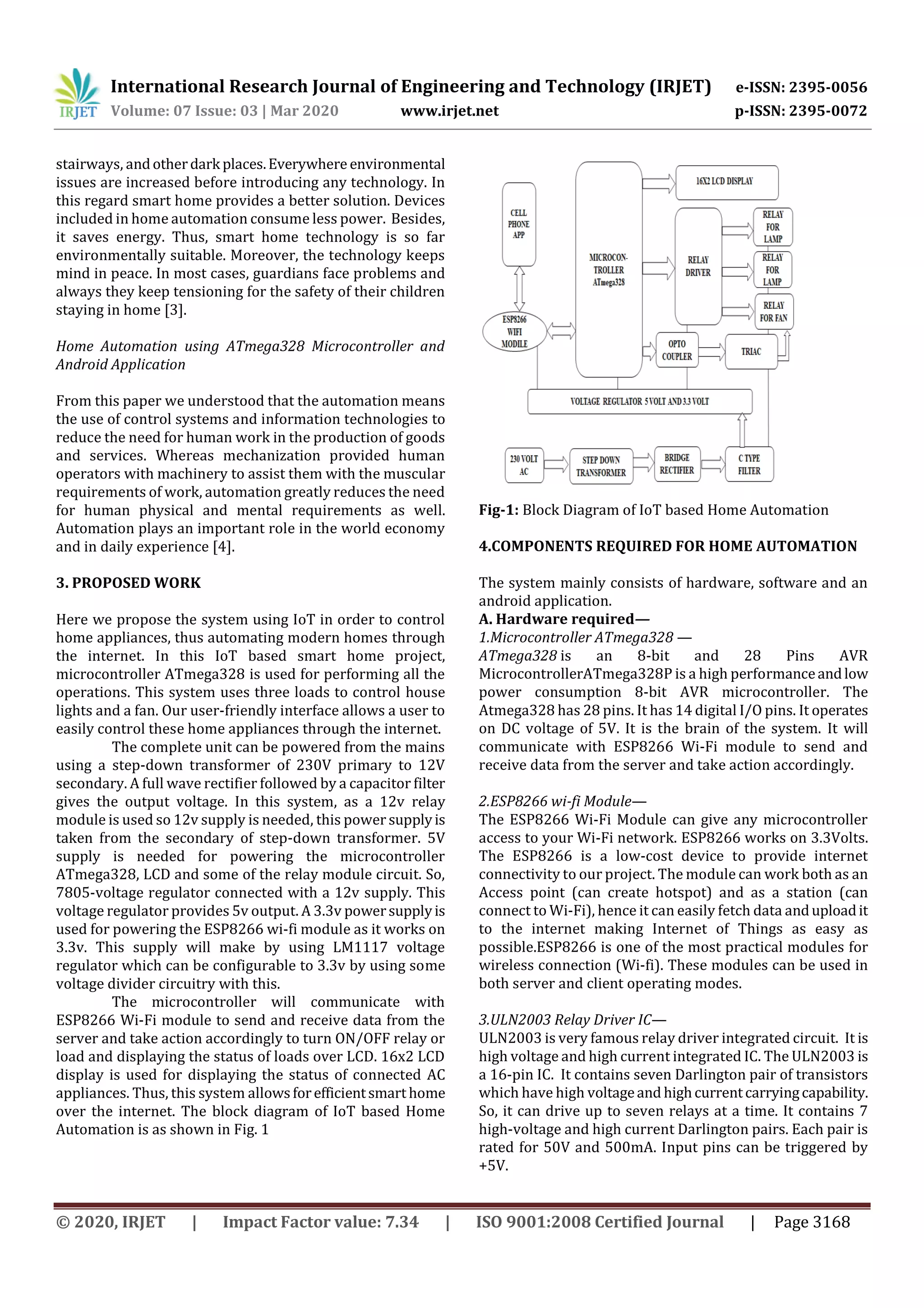 Irjet Iot Based Home Automation Using Atmega328 Microcontroller Pdf