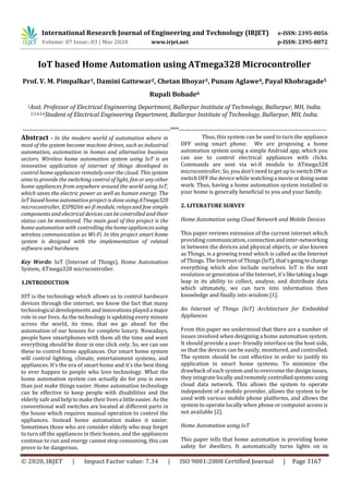 IRJET - IoT based Home Automation using ATmega328 Microcontroller | PDF