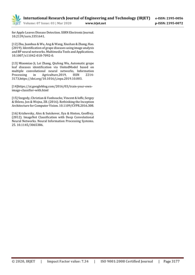 IRJET - Grape Leaf Diseases Classification using Transfer Learning | PDF | Agriculture | Industries