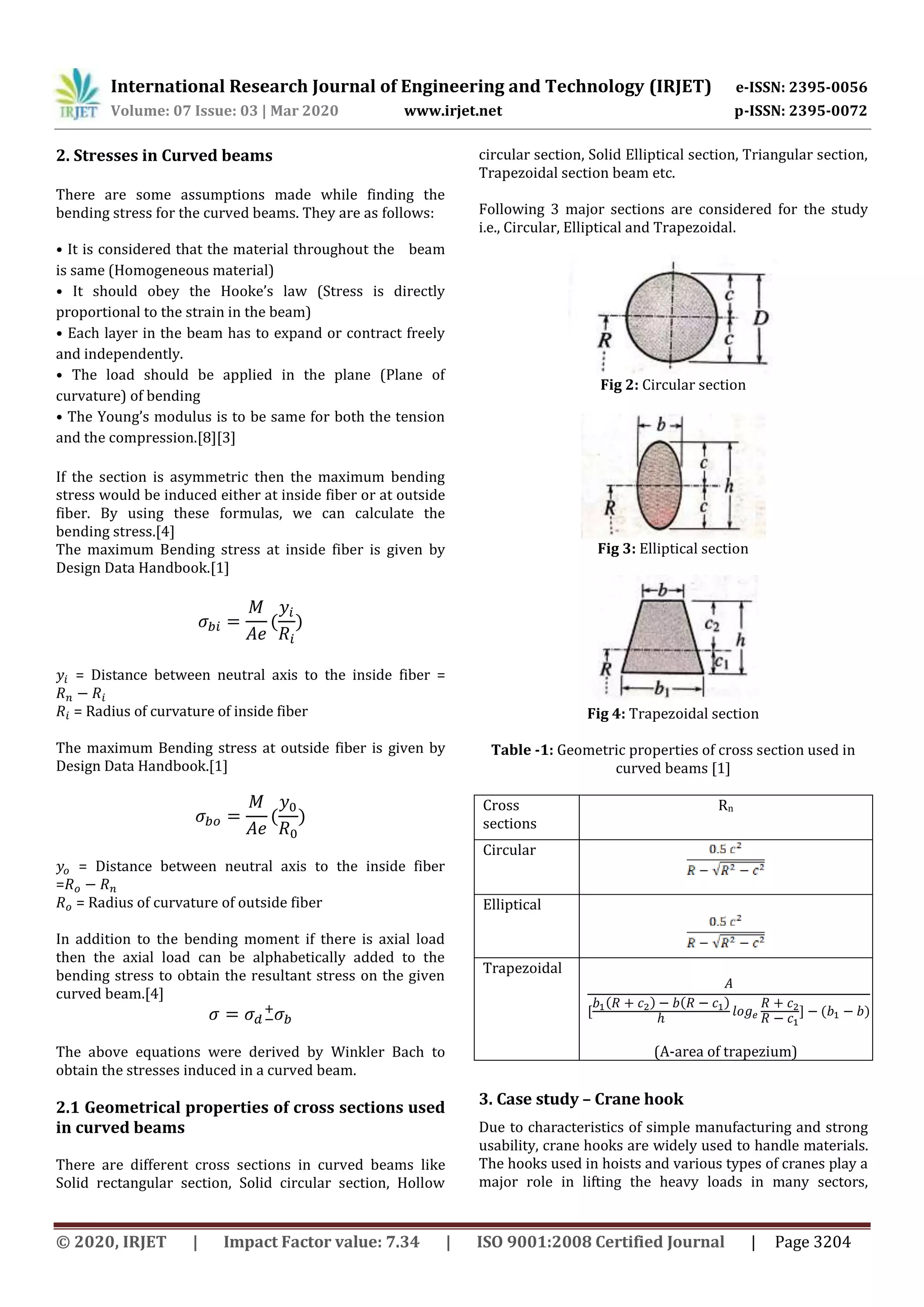 IRJET - An Investigation of Stresses Induced in Curved Beams using MATLAB and Finite Element ...