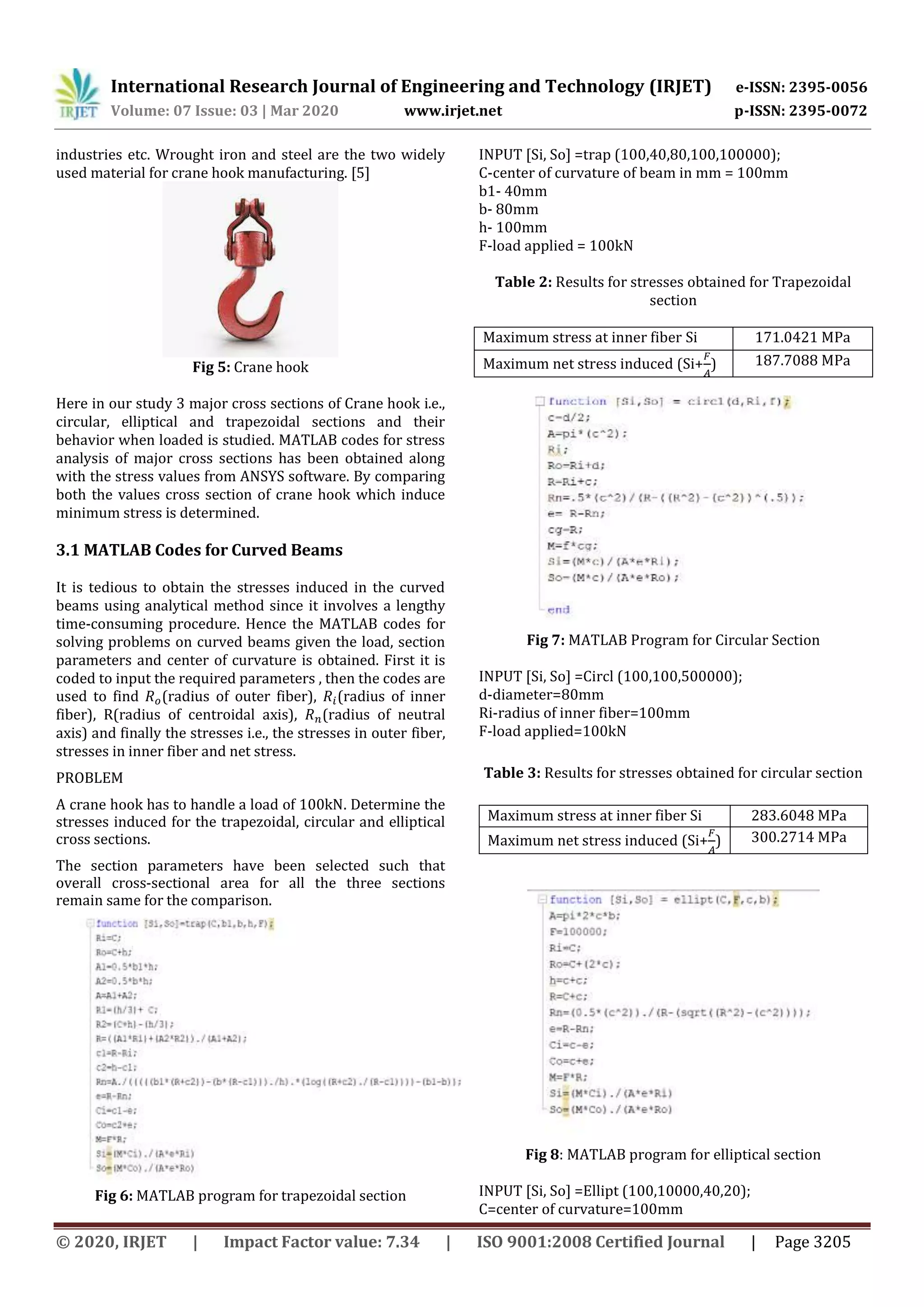IRJET - An Investigation of Stresses Induced in Curved Beams using ...