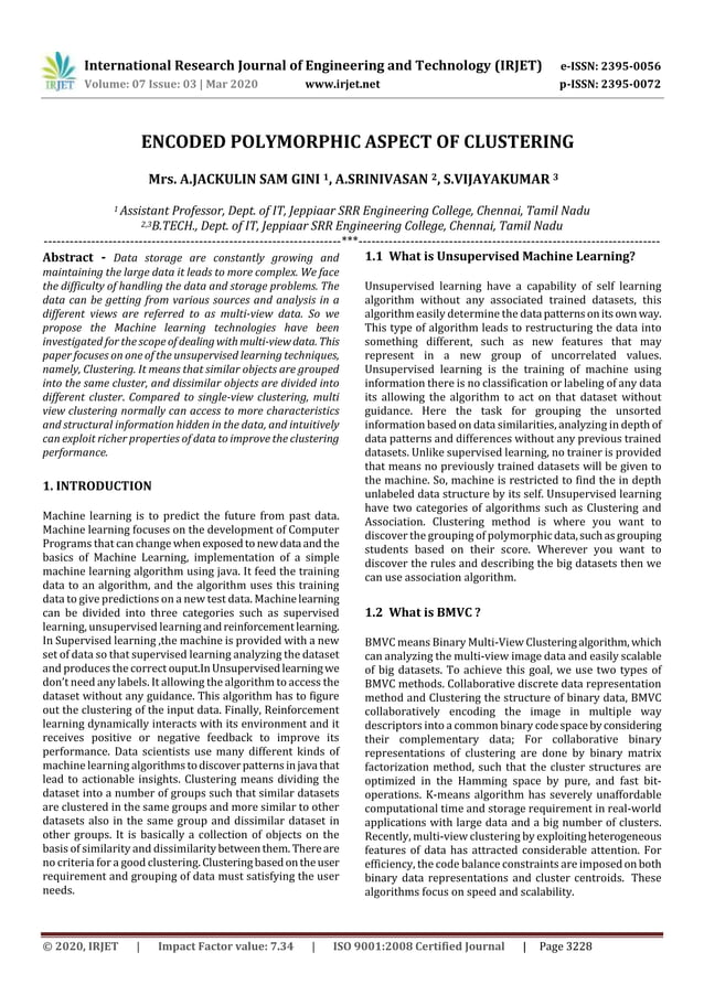 IRJET - Encoded Polymorphic Aspect of Clustering | PDF