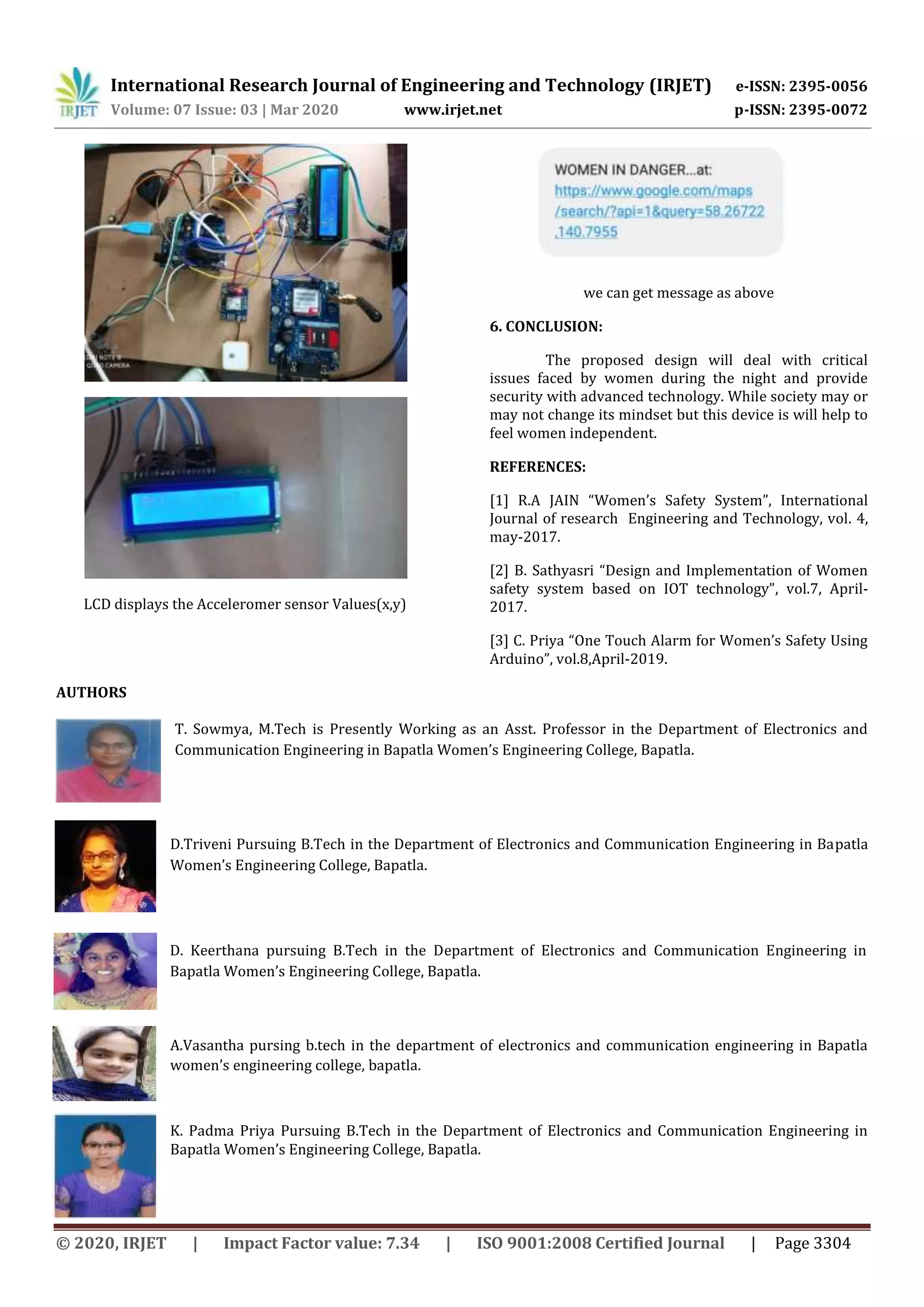 IRJET - Women’s Safety System using IoT | PDF