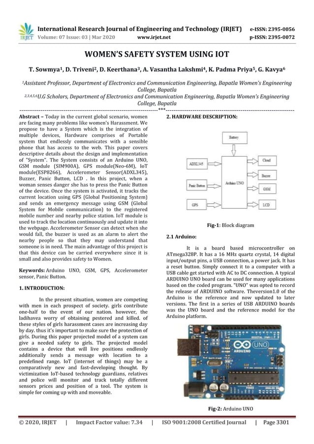 IRJET - Women’s Safety System using IoT | PDF
