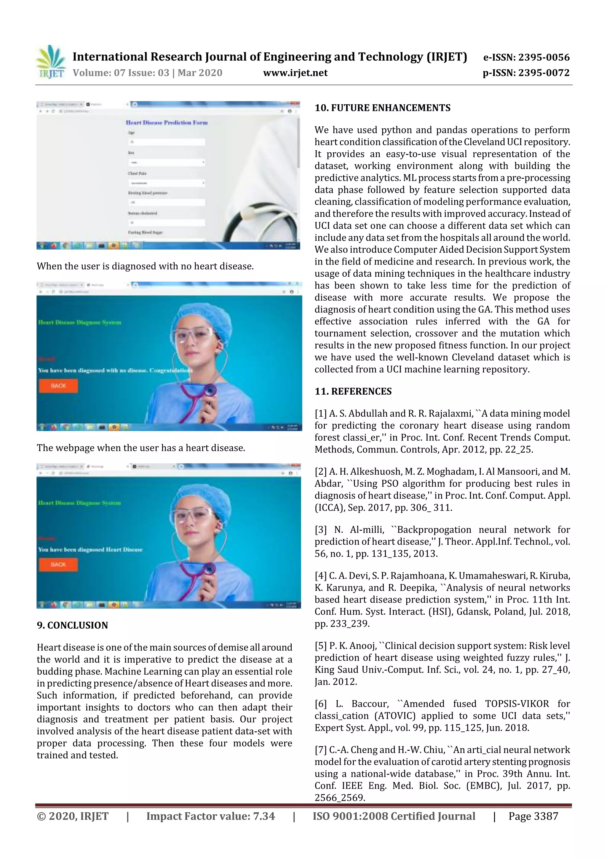 IRJET - Effective Heart Disease Prediction using Distinct Machine Learning Techniques | PDF ...