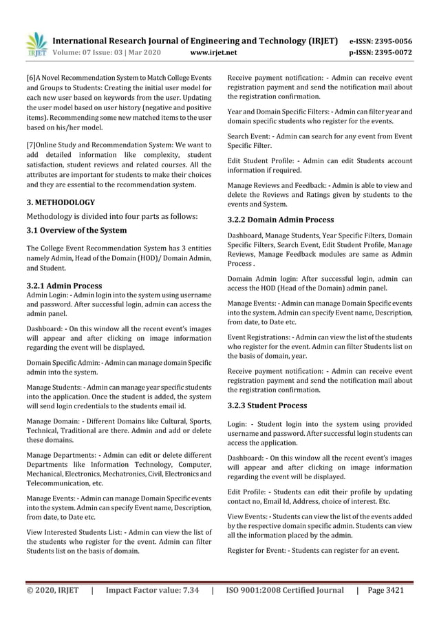 IRJET - College Event Recommendation System using LOG based Count Method | PDF | Operating ...