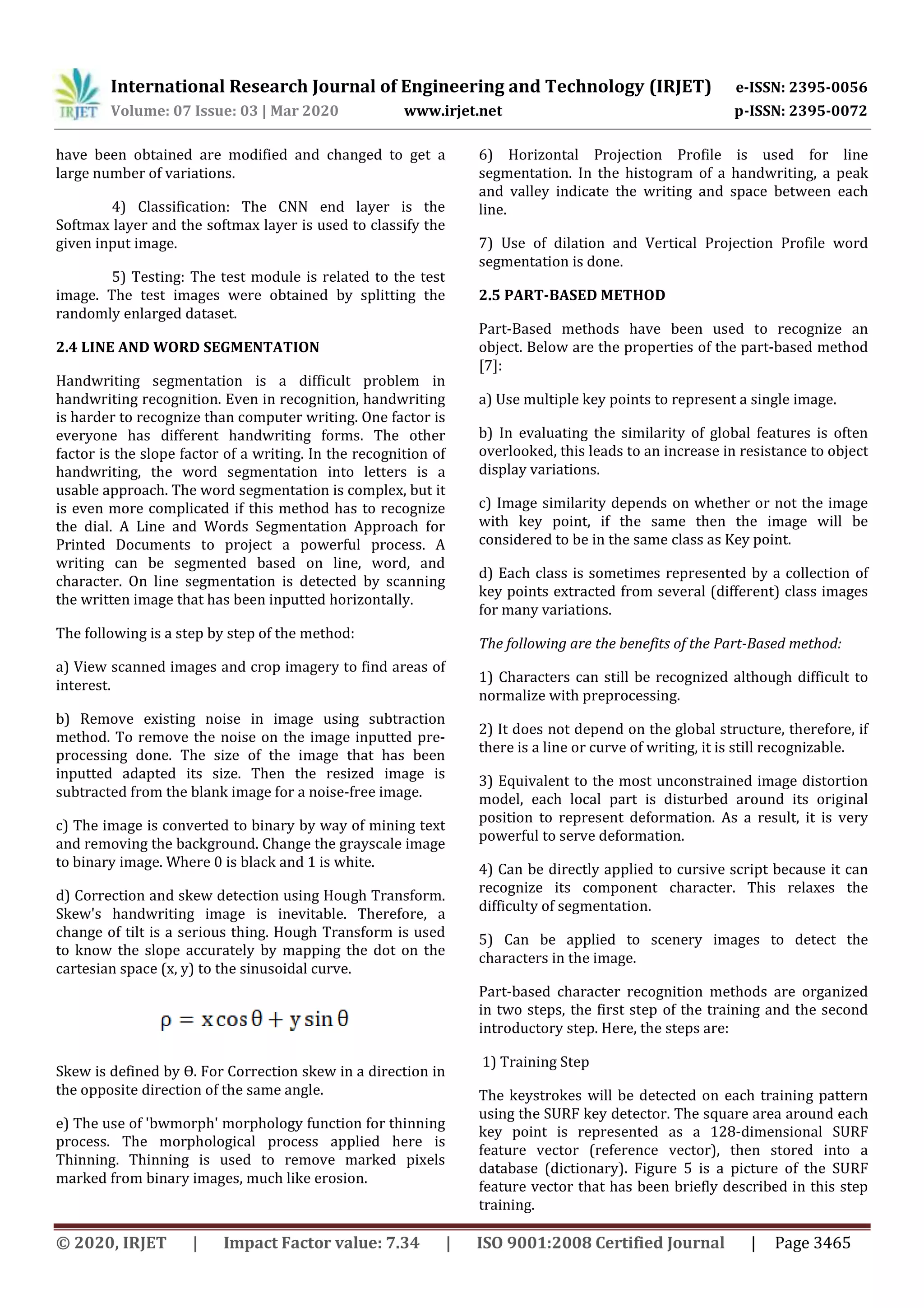 IRJET - A Detailed Review of Different Handwriting Recognition Methods | PDF