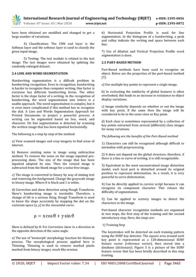 IRJET - A Detailed Review of Different Handwriting Recognition Methods | PDF