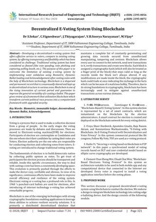 IRJET - Decentralized E-Voting System using Blockchain | PDF