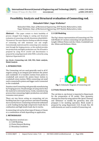 IRJET - Feasibility Analysis and Structural Evaluation of Connecting ROD | PDF