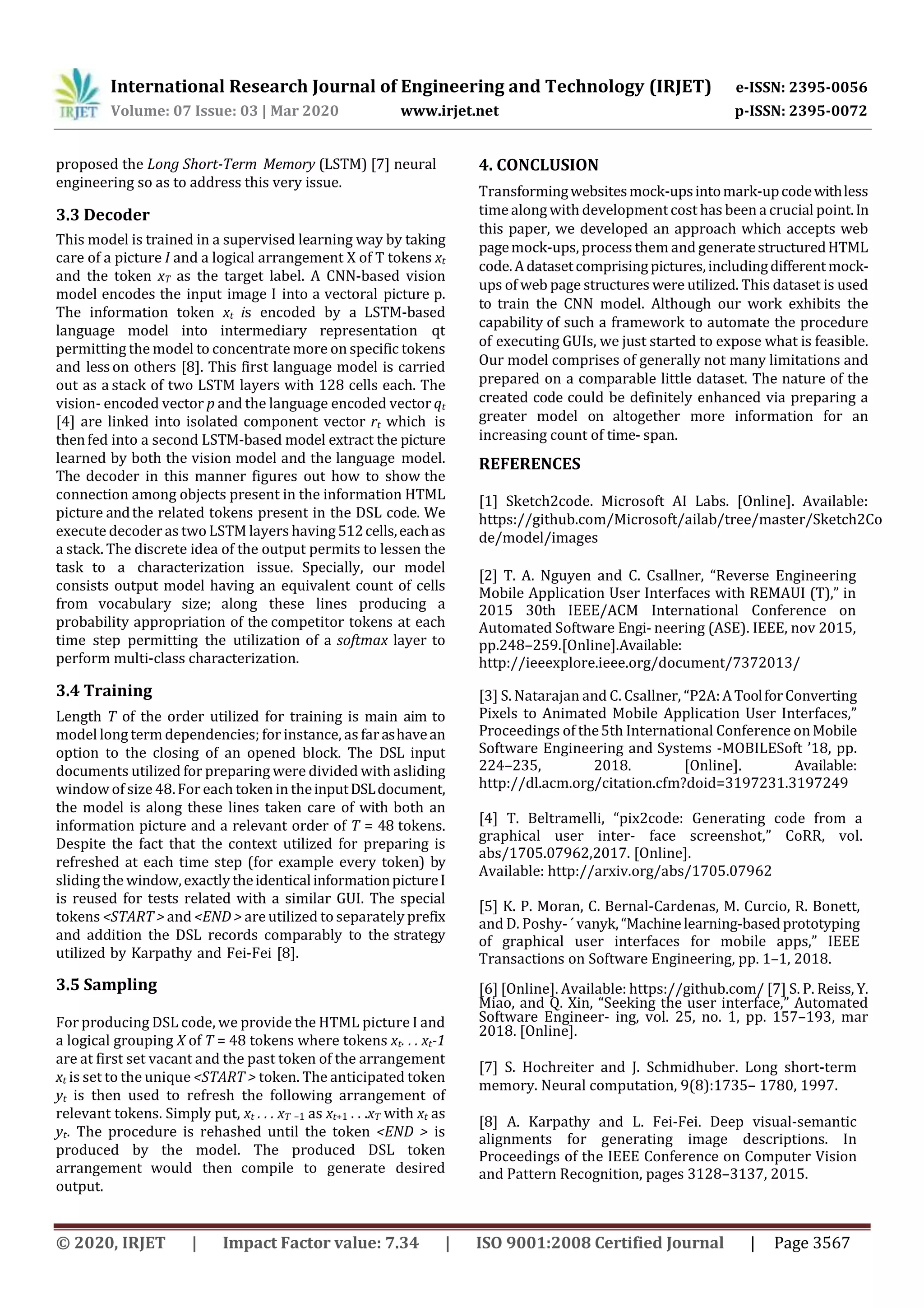 Irjet Generation Of Html Code Using Machine Learning Techniques From Mock Up Images Pdf Web