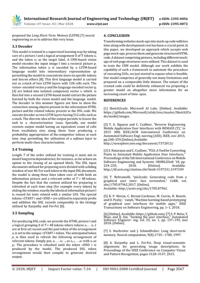 Irjet Generation Of Html Code Using Machine Learning Techniques From Mock Up Images Pdf Web