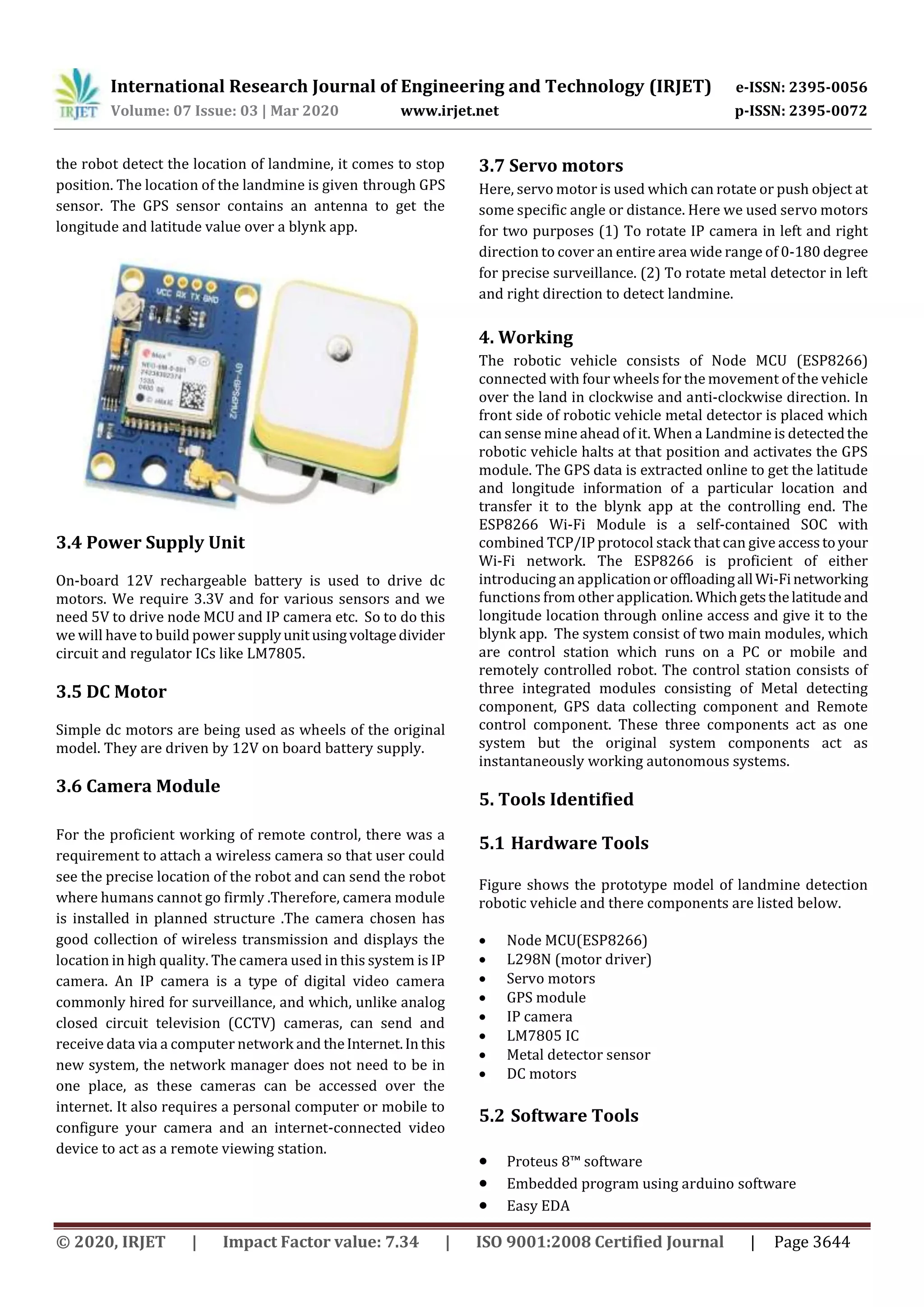 IRJET - Detection of Landmine using Robotic Vehicle | PDF IRJET - Detection of Landmine using Robotic Vehicle | PDF