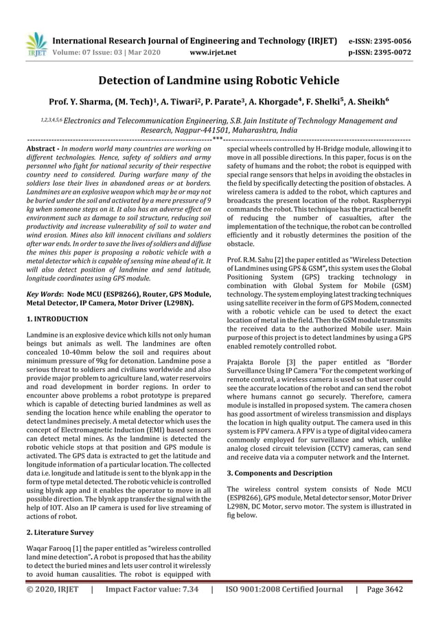 Irjet Detection Of Landmine Using Robotic Vehicle Pdf Cameras And Camcorders Consumer