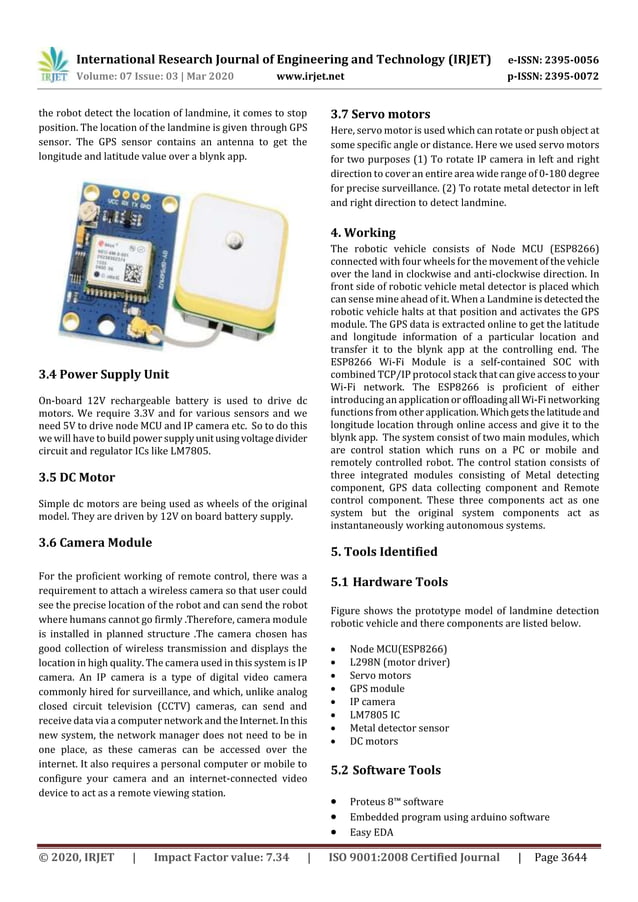 IRJET - Detection of Landmine using Robotic Vehicle | PDF | Cameras and ...
