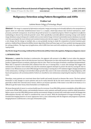 IRJET -Malignancy Detection using Pattern Recognition and ANNS | PDF