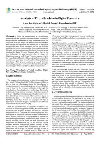 IRJET - Analysis of Virtual Machine in Digital Forensics | PDF