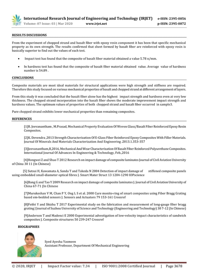 IRJET - Evaluation of Mechanical Properties of Basalt based Composite Structures | PDF