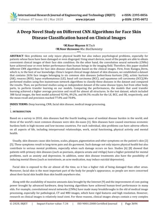 IRJET - A Deep Novel Study on Different CNN Algorithms for Face Skin Disease Classification ...