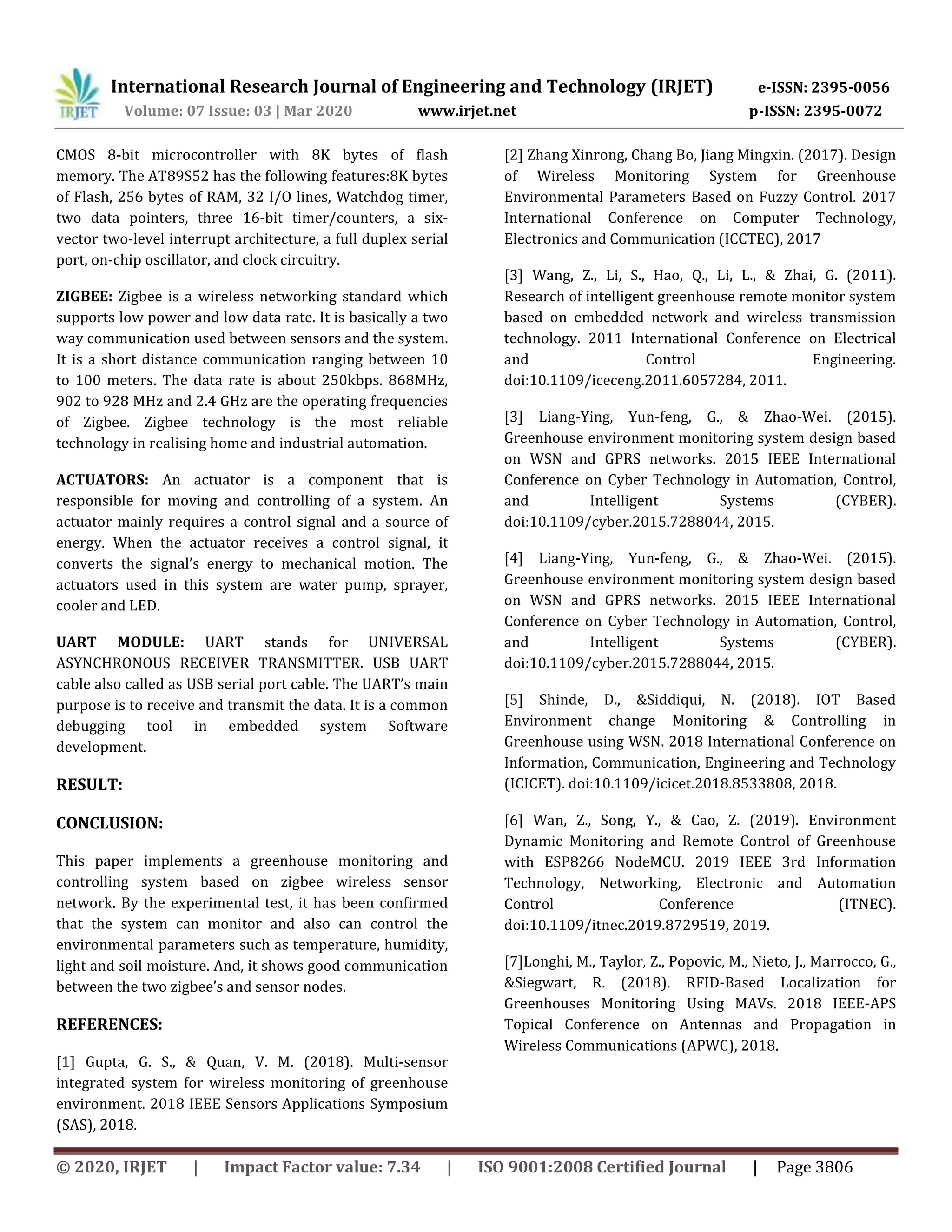 Irjet Wireless Monitoring And Controlling Of Greenhouse Environment Pdf Gardening Home
