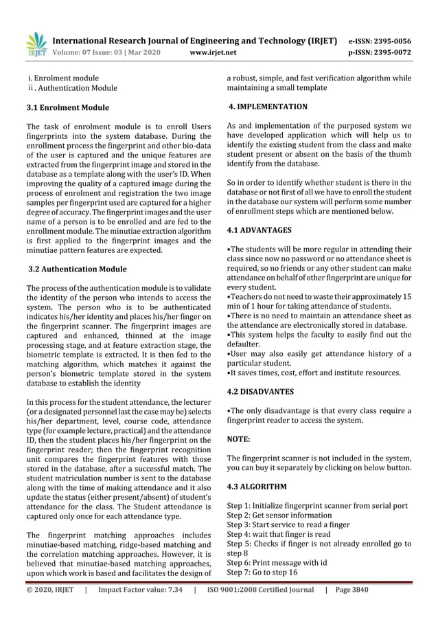 IRJET - Biometric Attendance System | PDF
