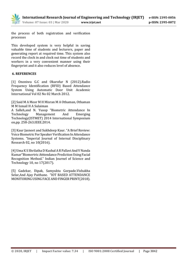 IRJET - Biometric Attendance System | PDF