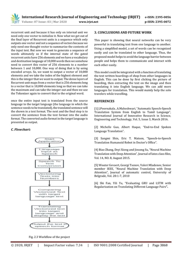IRJET - Speech to Speech Translation using Encoder Decoder Architecture | PDF