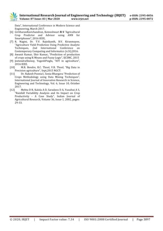 IRJET - Analysis of Crop Yield Prediction by using Machine Learning Algorithms | PDF ...