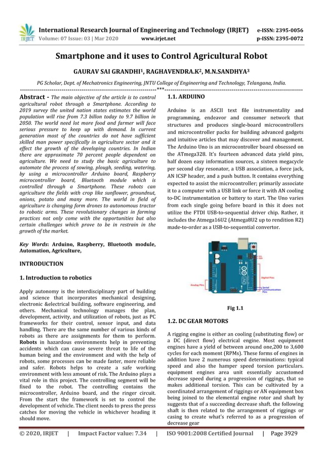 IRJET - Smartphone and it uses to Control Agricultural Robot | PDF