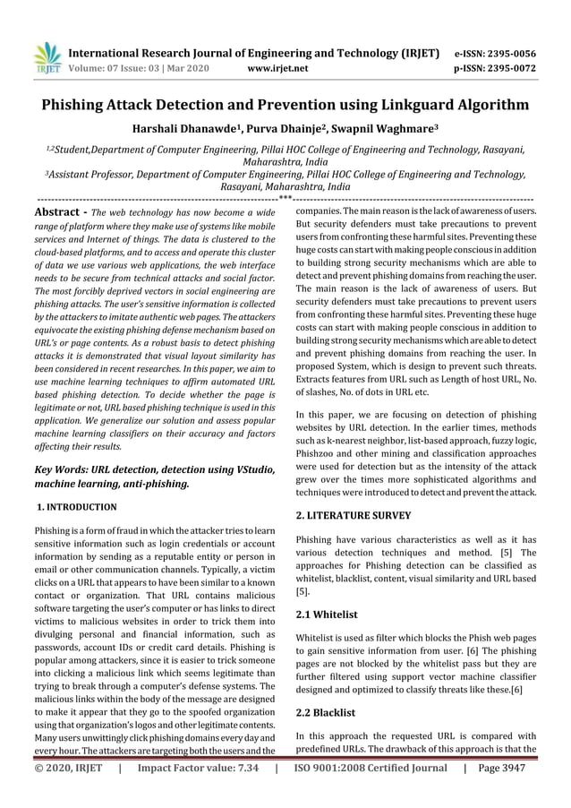 IRJET - Phishing Attack Detection and Prevention using Linkguard Algorithm | PDF