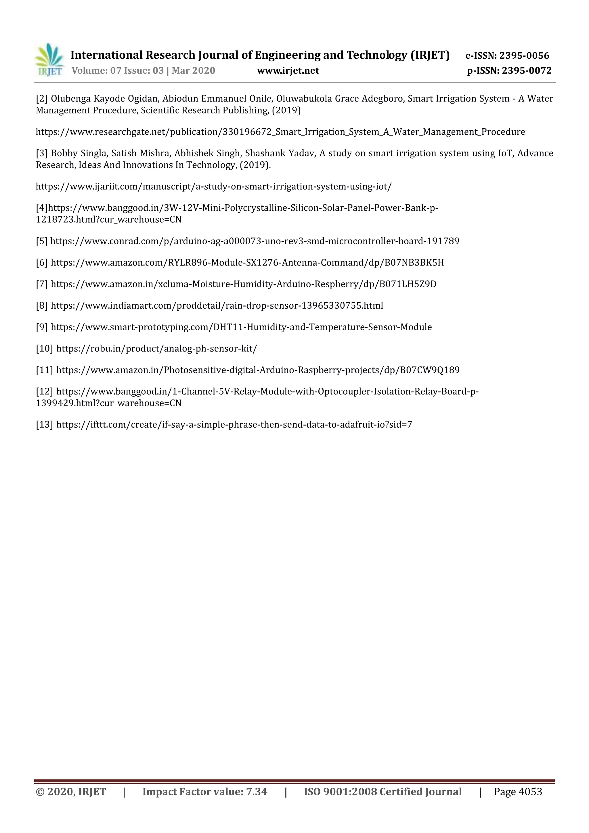 IRJET - A Study on Smart Irrigation System using IoT & Machine Learning ...