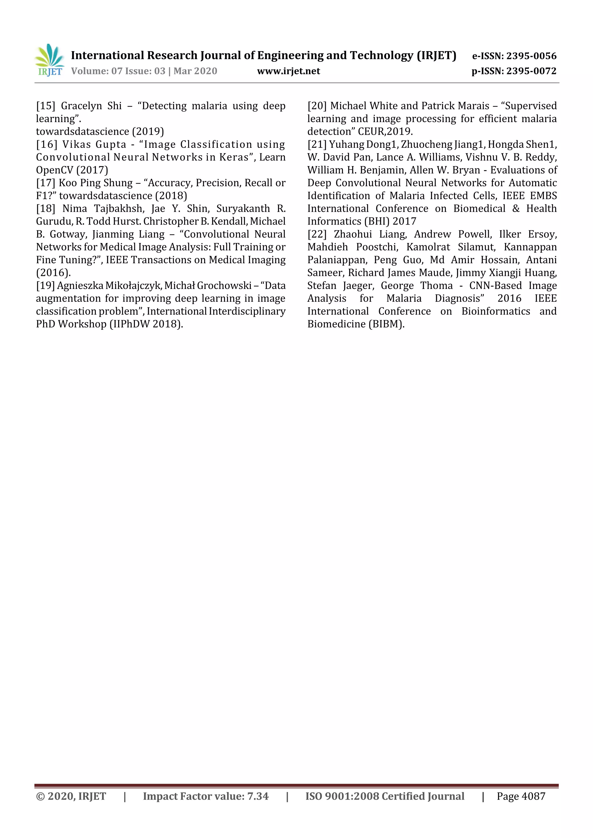 IRJET - Detection of Malaria using Image Cells | PDF