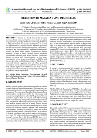 IRJET - Detection of Malaria using Image Cells | PDF