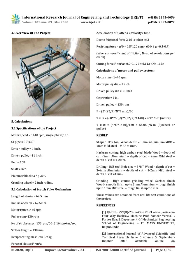 IRJET - Fabrication of Four Way Machining by using Scotch Yoke ...