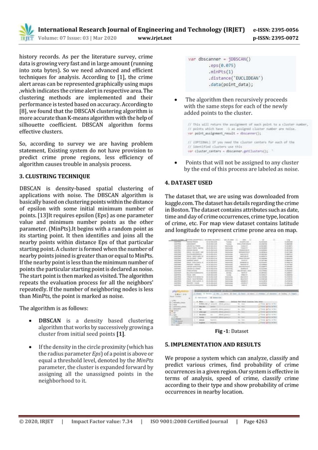 Irjet Crime Analysis And Prediction By Using Dbscan Algorithm Pdf