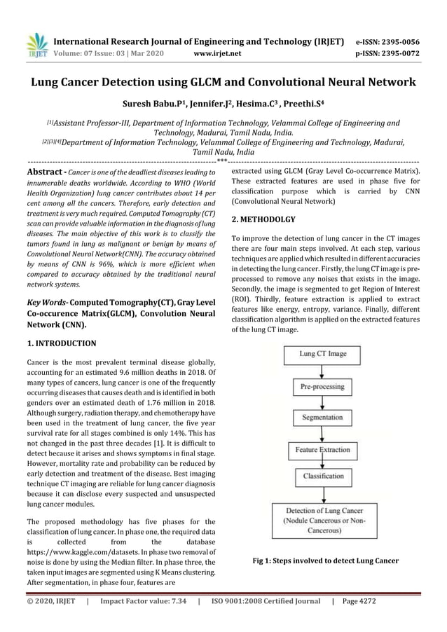 Irjet Lung Cancer Detection Using Glcm And Convolutional Neural Network Pdf