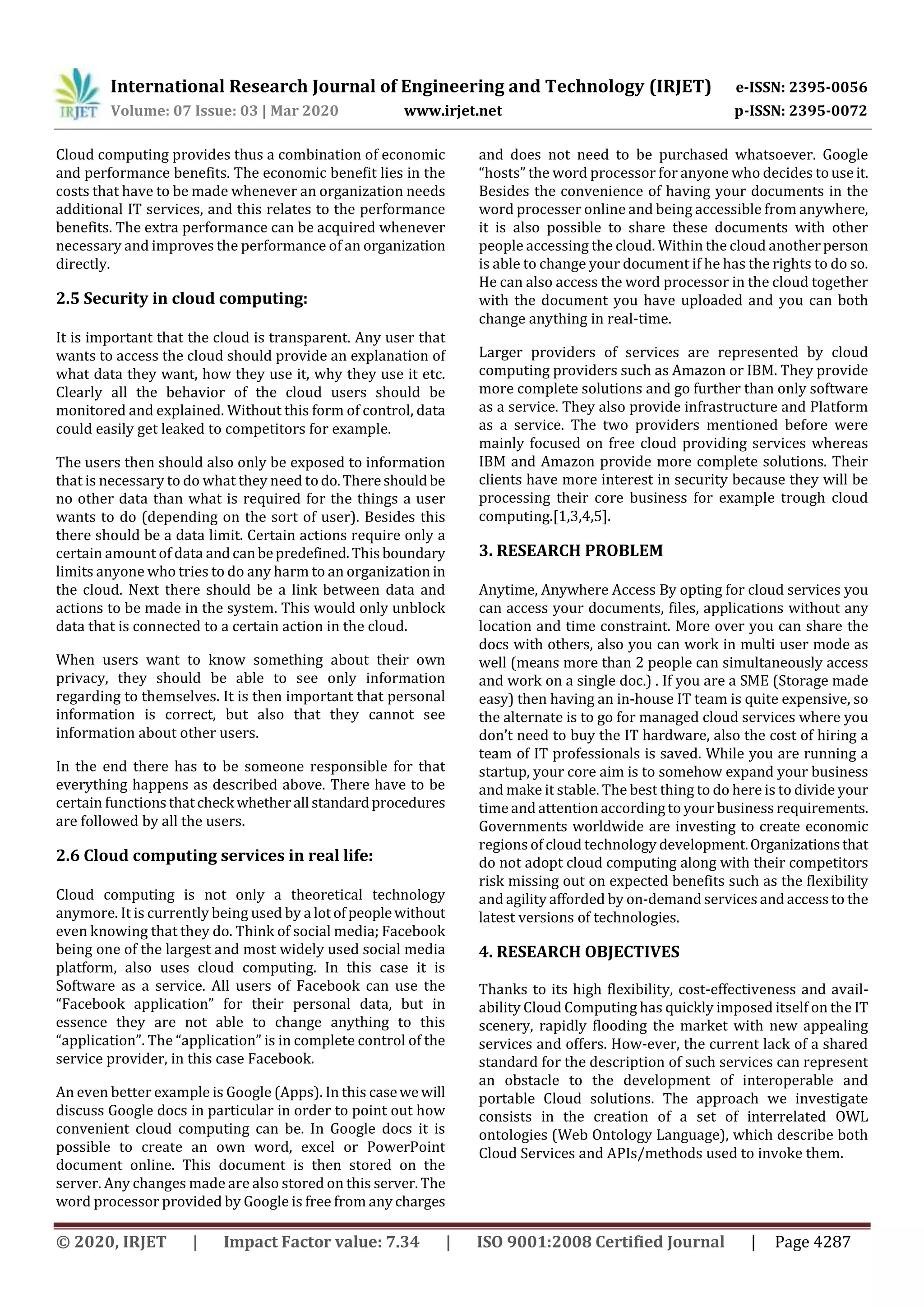 IRJET - Cloud Computing Application | PDF