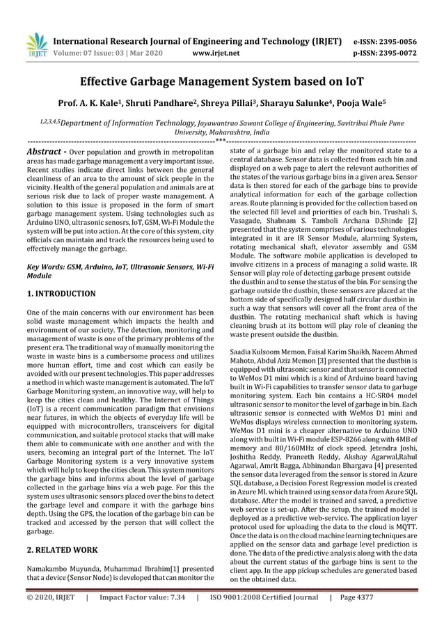 IRJET - Effective Garbage Management System based on IoT | PDF