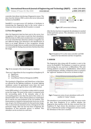 IRJET - Face Recognition and Fingerprint based Attendance Monitoring System | PDF