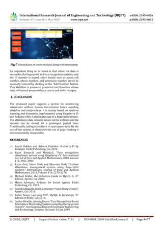 IRJET - Face Recognition and Fingerprint based Attendance Monitoring ...